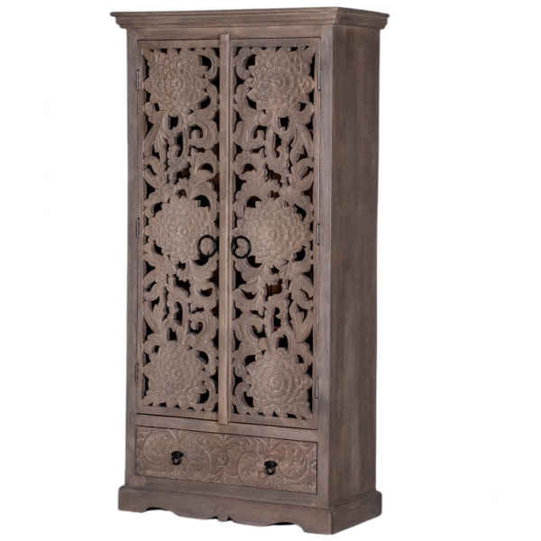 Bungalow Rose Replogle Emerald Mint Carved Armorie & Reviews | Wayfair